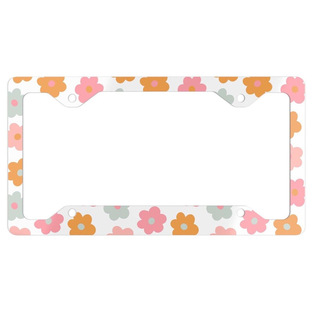 Colorful Daisy Patten License Plate Frame, Retro Floral Cute Car Decor ...