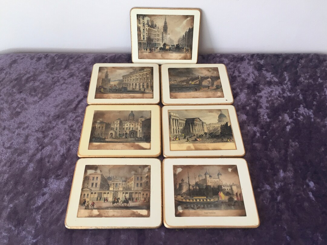Vintage Cup Coasters, Wooden Coaster, Lady Clare Coasters, Set of Glass ...