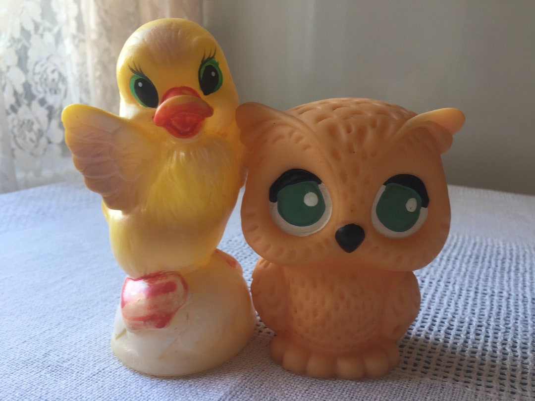Vintage Soviet Rubber Toy 80s USSR Animal Toys Birds Owl Soviet Rubber ...