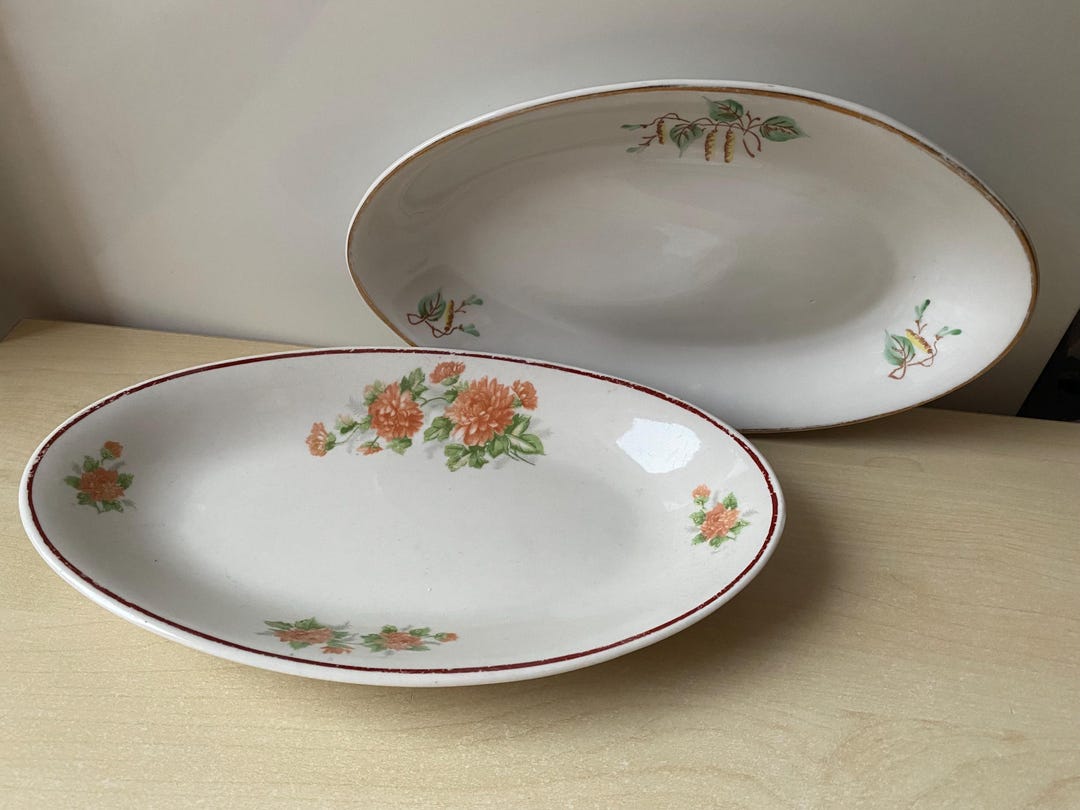 Vintage Set of Soviet Plates, Porcelain Plates With Floral Pattern ...