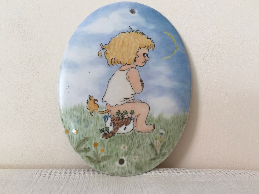 Vintage Ceramic Bathroom Sign Porcelain Toilet Sign Ceramic Plaque ...