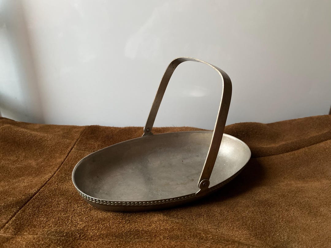 Vintage Oval Metal Tray With Handle – Silver-plated Melchior Candy Dish ...