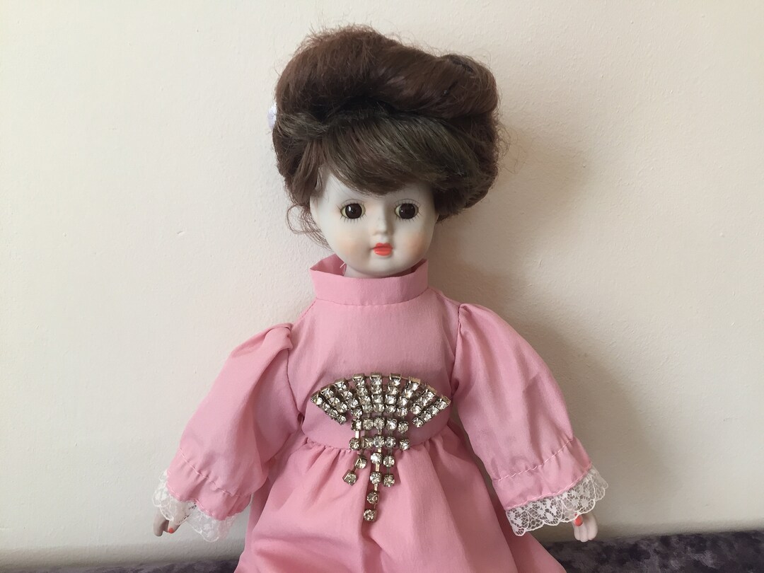 Vintage Porcelain Doll, Old Doll, Rag Doll, Puppet Doll, Cotton Dress ...