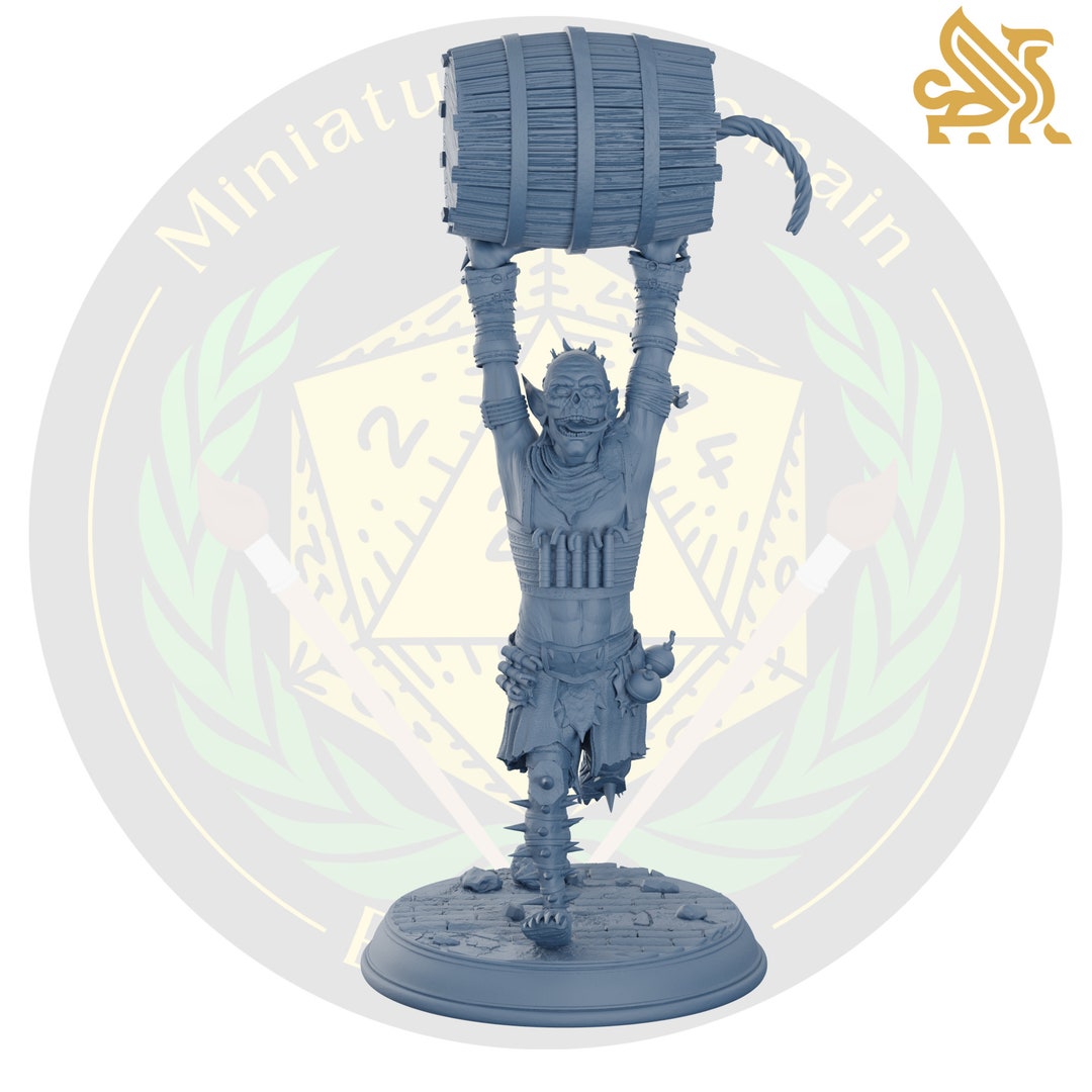 Goblin of War With Gunpowder Barrel DMS | Miniature Dungeons and ...
