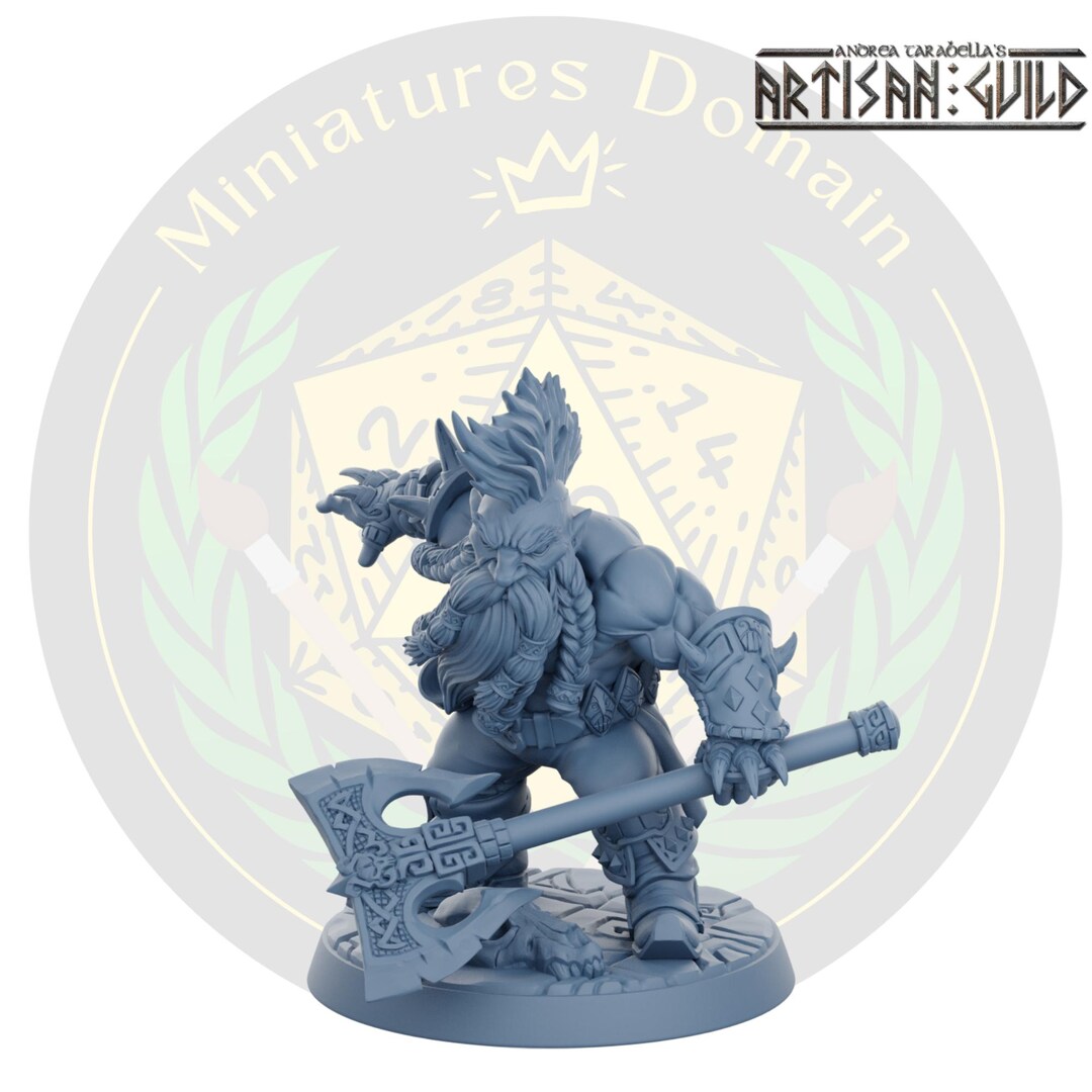Dwarf Berserker Miniature | Male Barbarian Fighter, RPG Tabletop - Etsy