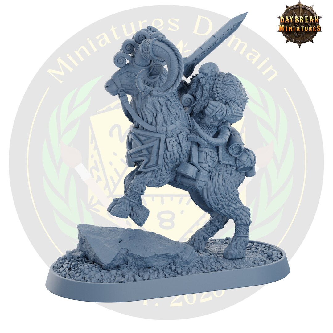 Arviz Thundergrind on Fire Goat Dwarf Mounted DBM | Miniature Dungeons ...
