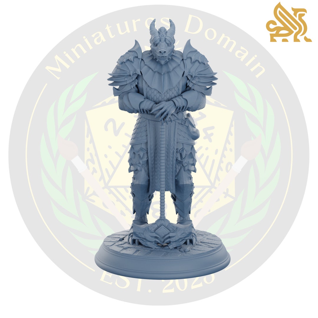 Knight of the Dragon With Hammer Fighter Dragonborn DMS | Miniature ...