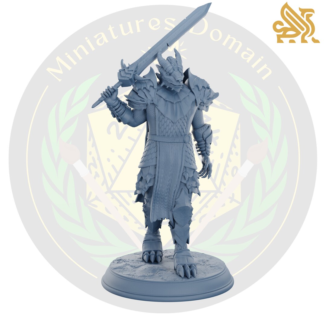 Knight of the Dragon With Sword Fighter Dragonborn DMS | Miniature ...