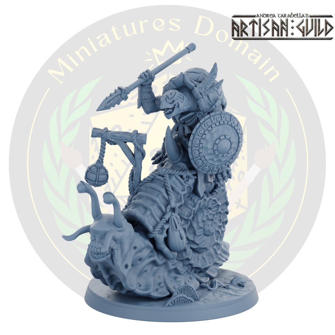 Turtlekin Snail Rider With Spear and Shield Beastfolk AG | Miniature ...