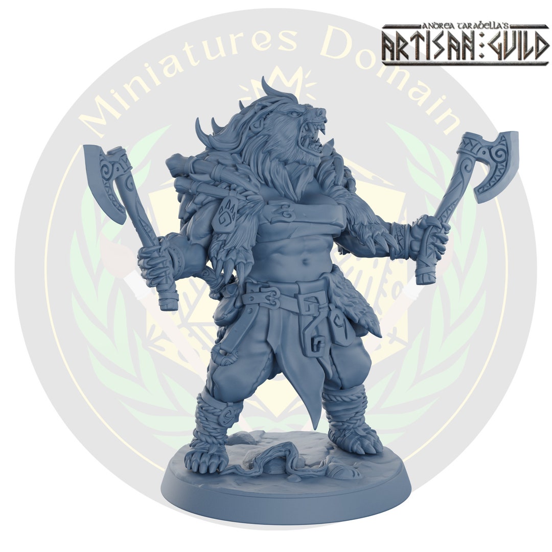 Berserker Skinchangers Female Barbarian Beastfolk Bearwith Axes AG ...