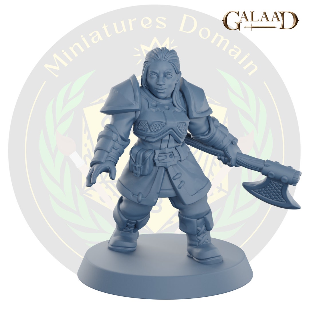Female Dwarf With Axe Fighter Galaad | Miniature Dungeons and Dragons ...