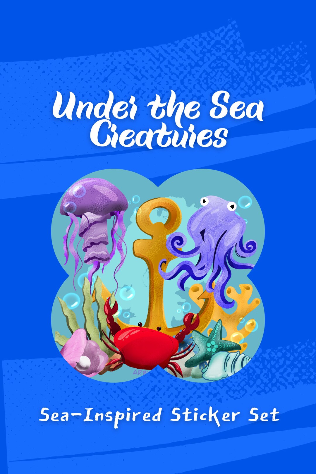 10 Cute Sea Creature Sticker Set Premium Vinyl Journaling Artist Drawn ...