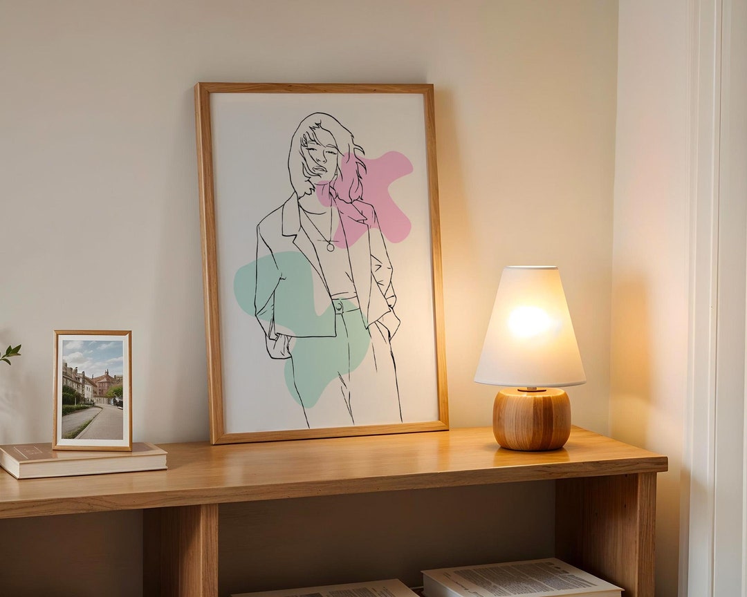 LINE ART Portraitcustomized Single Line Painting Colorful Background ...