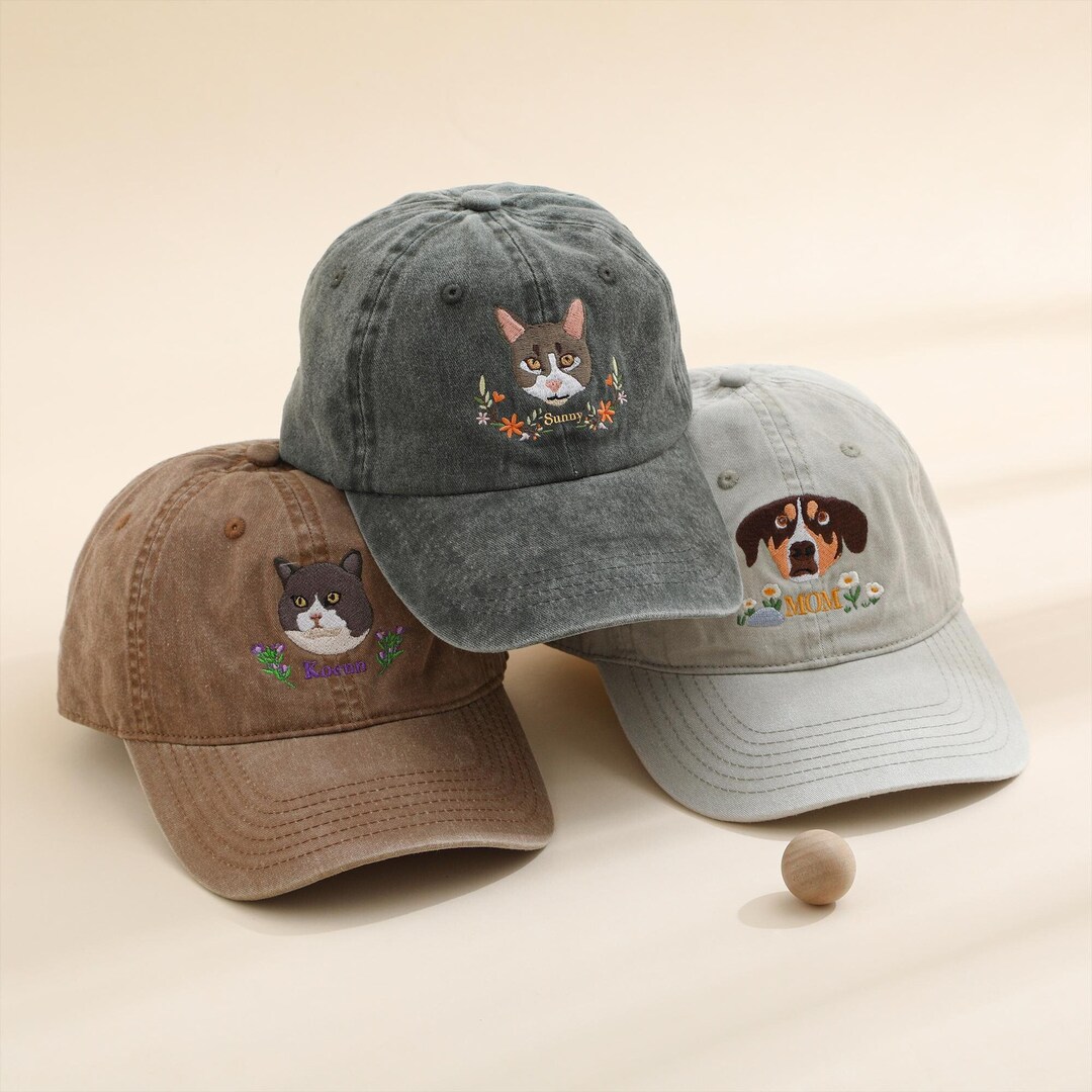 Custom Embroidered Baseball Cap With Pet Face, Dog Mom Gift, Pet ...