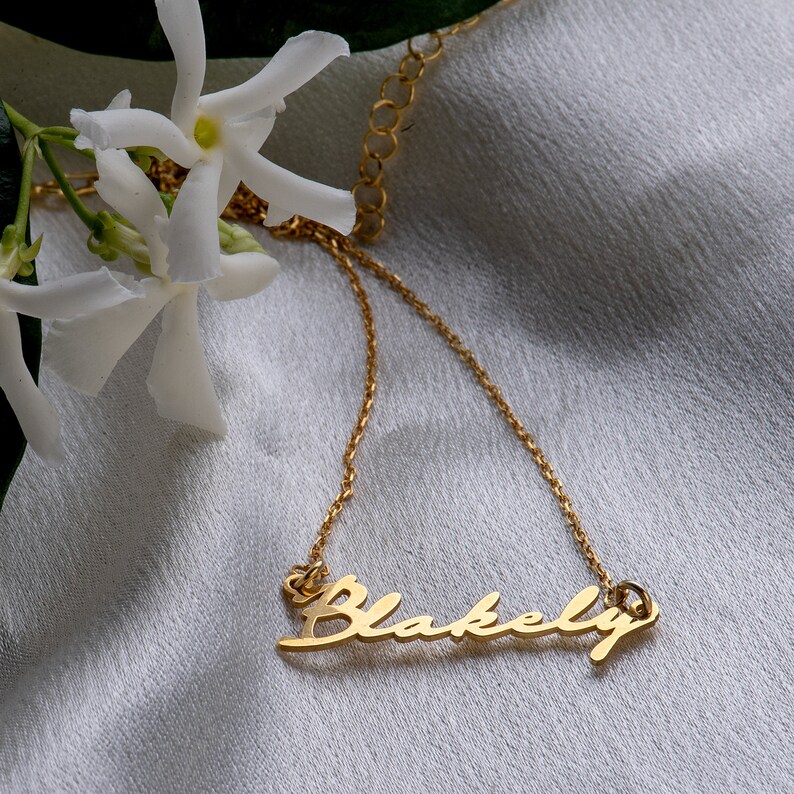Dainty Nameplate Necklace, Personalized 14K Gold Name Necklace, Name ...