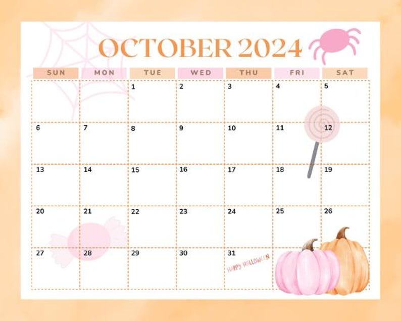 October 2024 Printable/editable Calendar - Etsy
