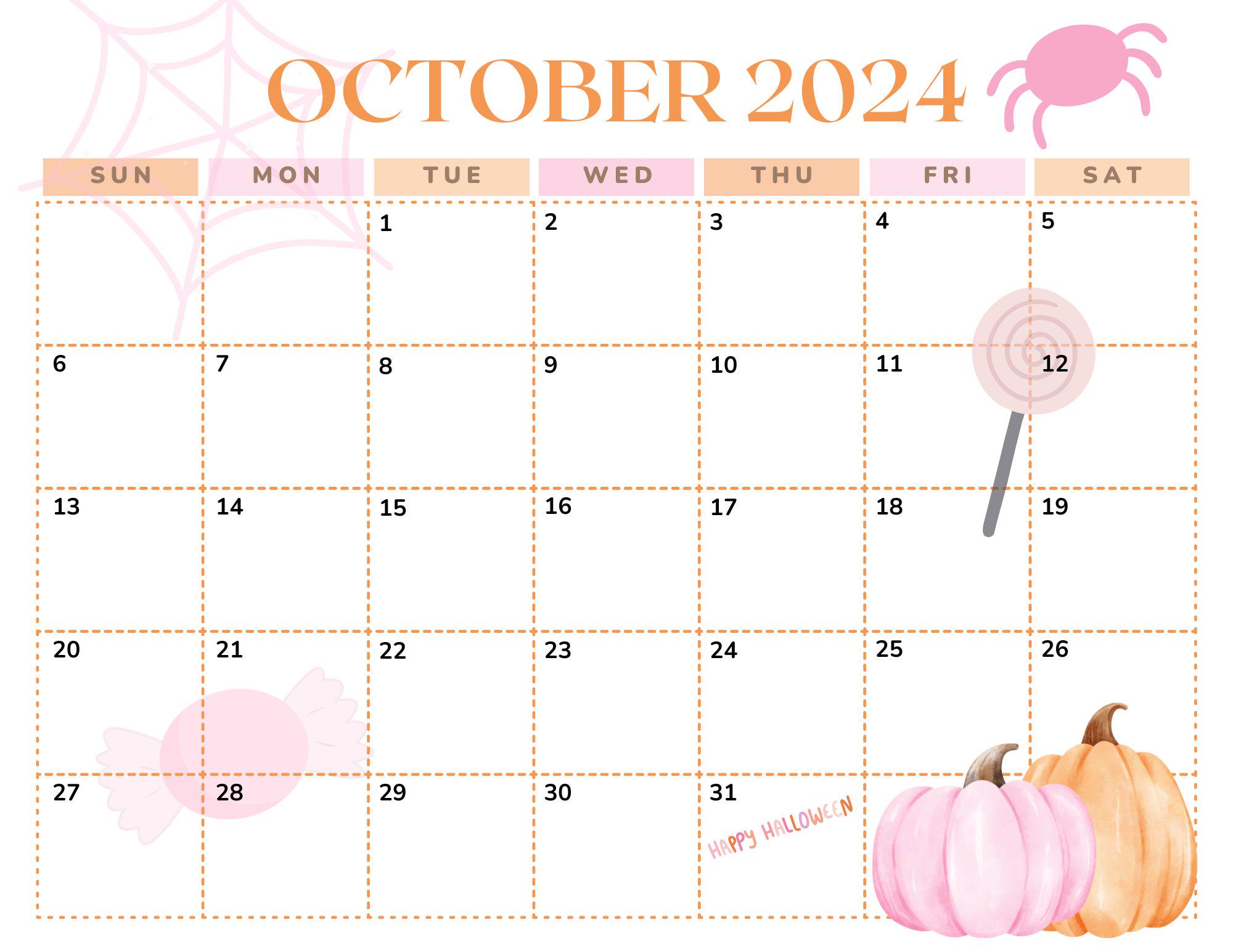 October 2024 Printable/editable Calendar - Etsy