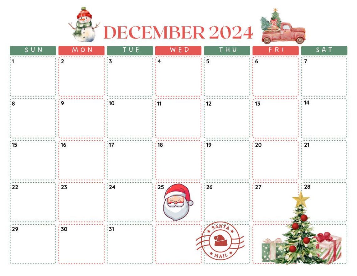 December 2024 Printable/editable Calendar - Etsy