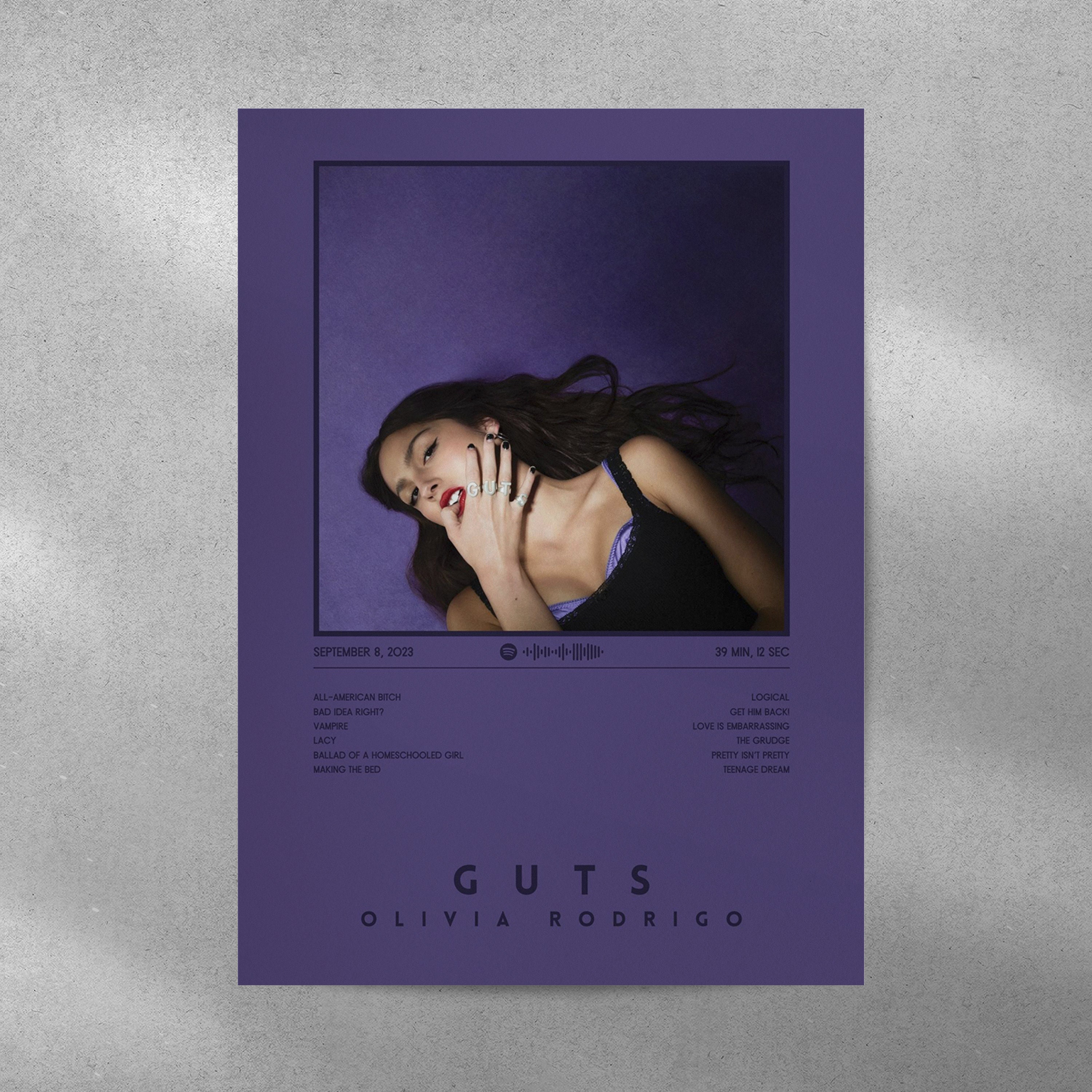 Póster Olivia Rodrigo GUTS Álbum Nuevo, Guts Album, Album Cover, Olivia ...