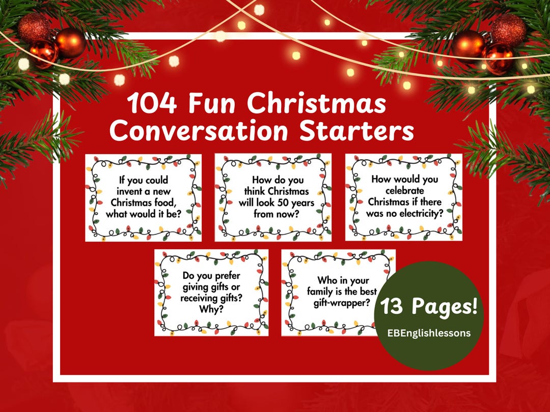 104 Christmas Conversation Starter Cards Fun Christmas Ice Breaker ...