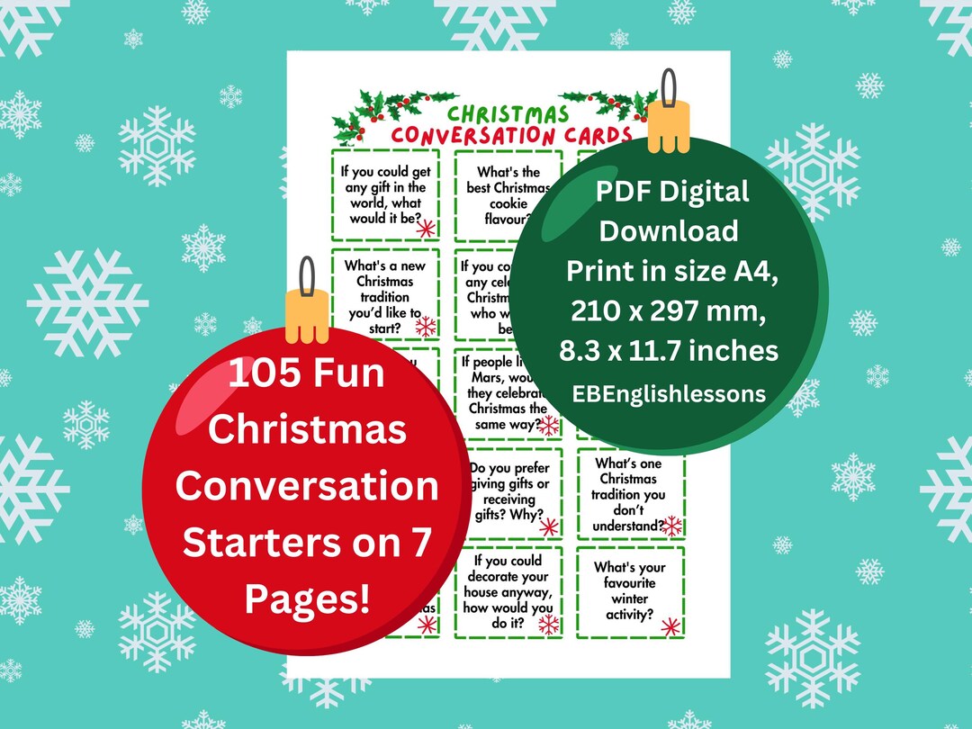 105 Christmas Conversation Starter Cards Fun Christmas Ice Breaker ...