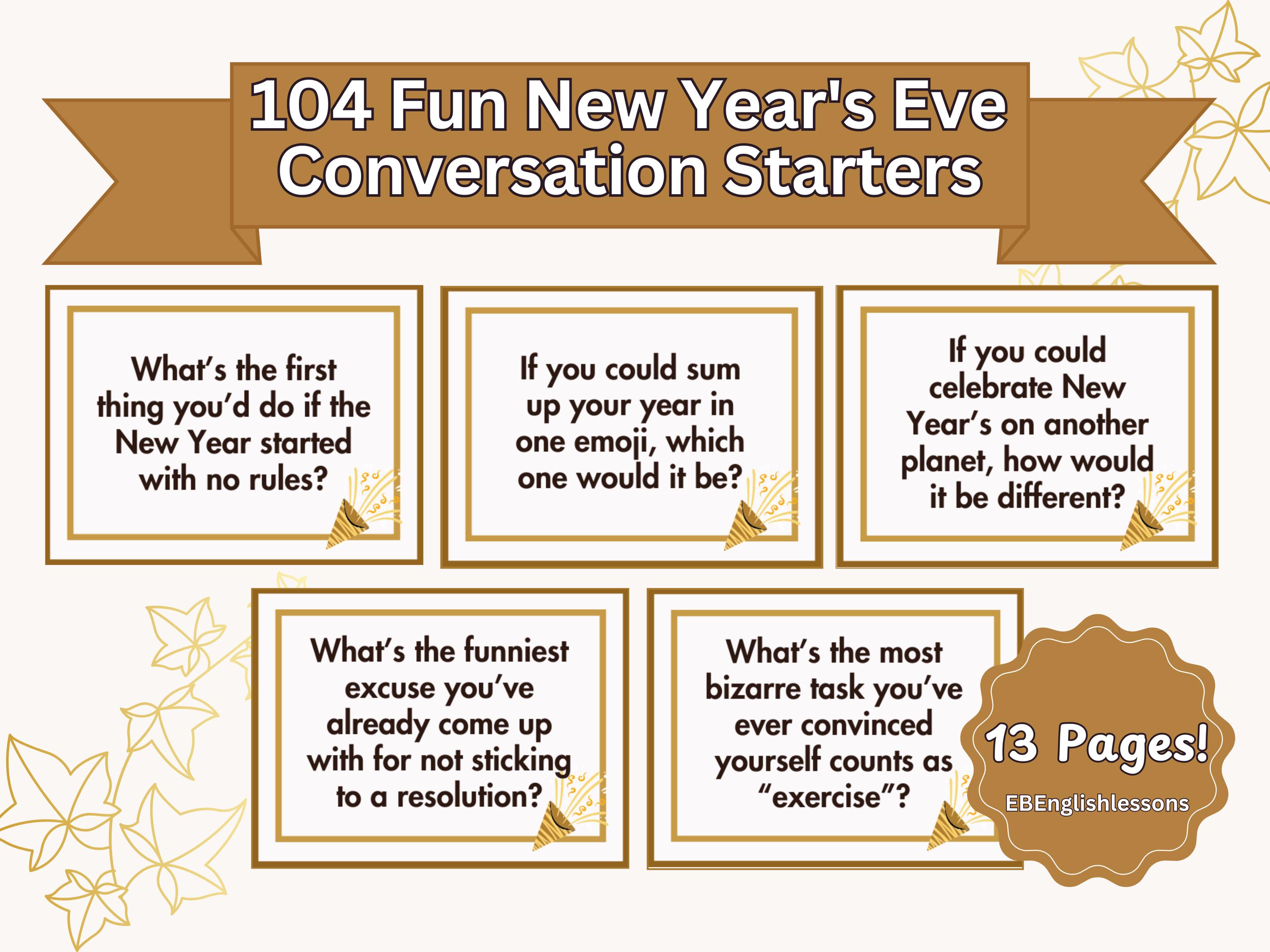 104 New Year's Eve Conversation Starters Fun New Year Ice Breaker ...