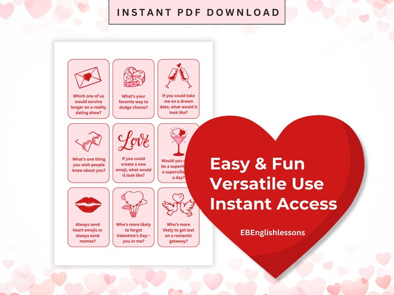 144 Valentine's Day Conversation Cards Question Cards Date Night Cards ...