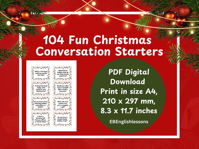 104 Christmas Conversation Starter Cards Fun Christmas Ice Breaker ...