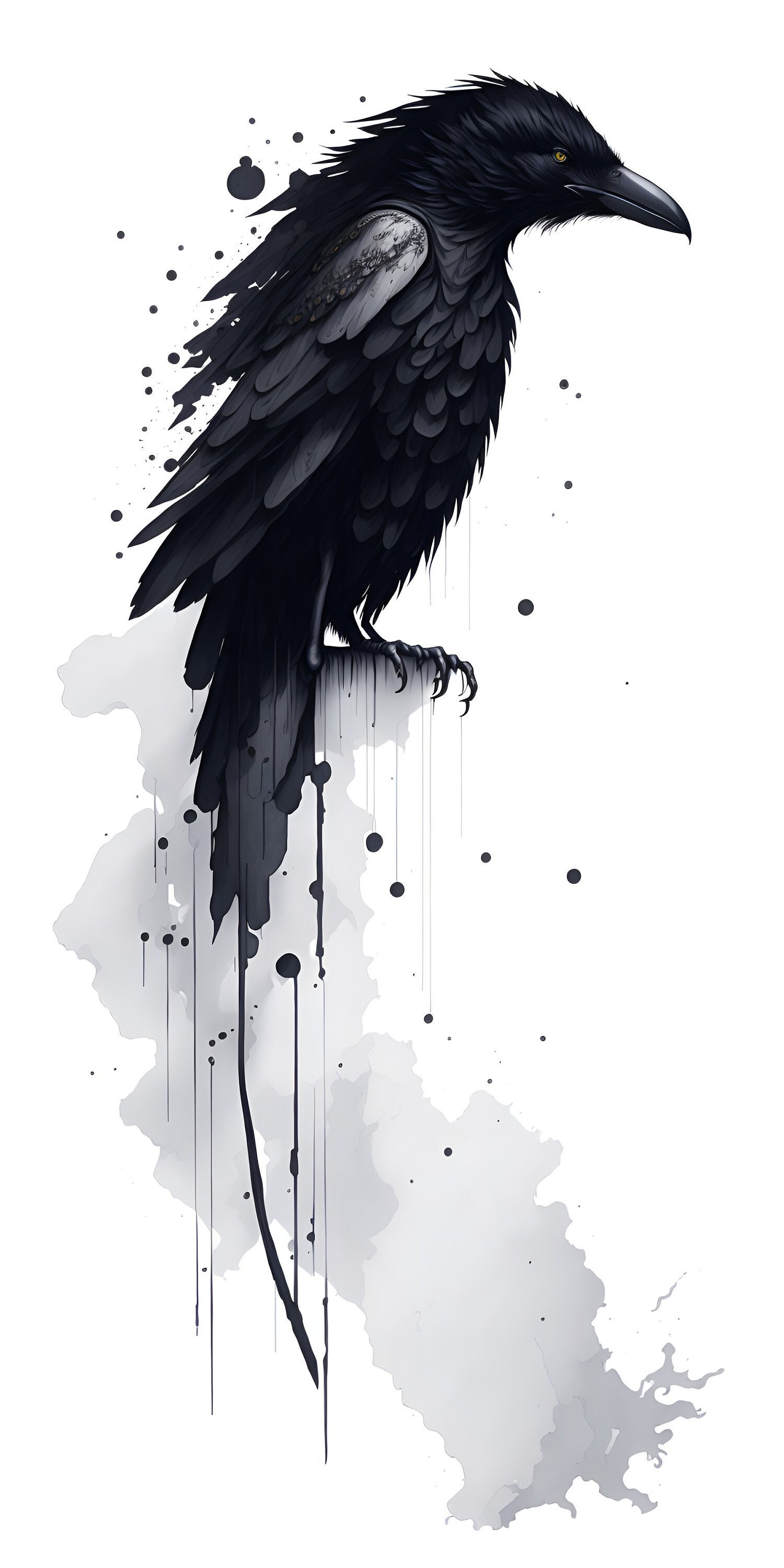 Black and White Raven Ink Drawing | Black and White Art | Ink Art ...