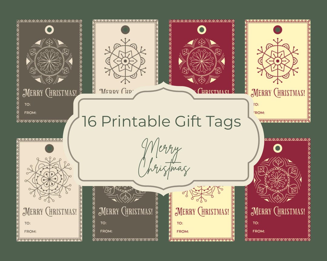 Printable Christmas Gift Tags: 16 Minimal Holiday Designs (A4 & US ...