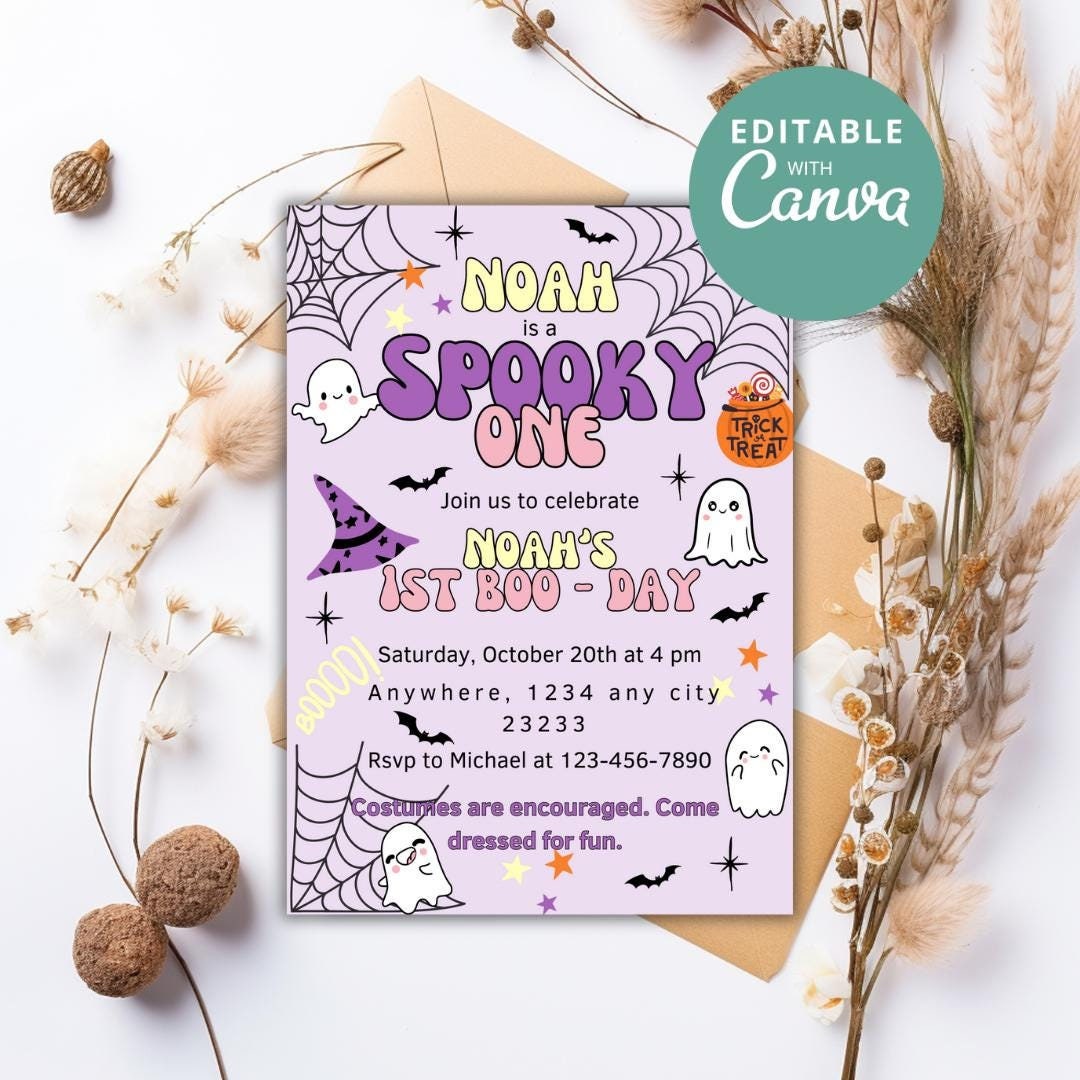 Spooky Halloween Birthday Invitation, Spooky 1st Birthday, Halloween ...