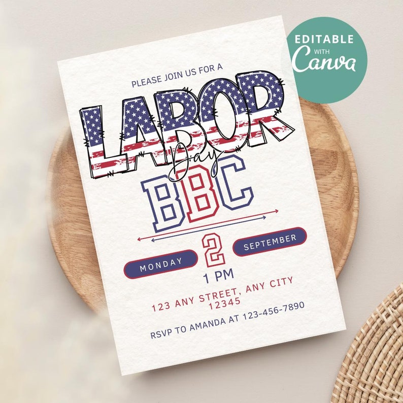 Labor Day BBQ Invitation, Labor Day Invitation Template, Labor Day ...