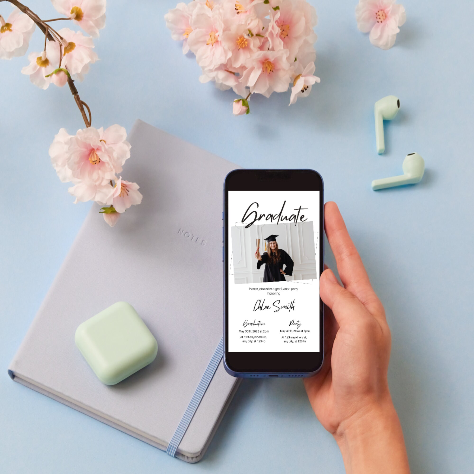 Digital Graduation Invitation Template, Minimalist Graduation ...