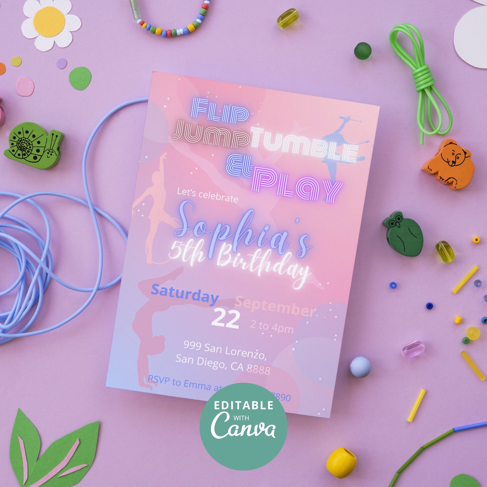 Invitación cumpleaños gimnasia, plantilla de invitación gimnasia ...