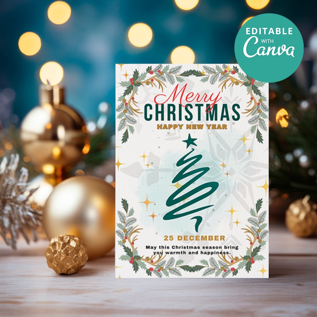Christmas Card, Editable Christmas Card, Printable Christmas Card ...