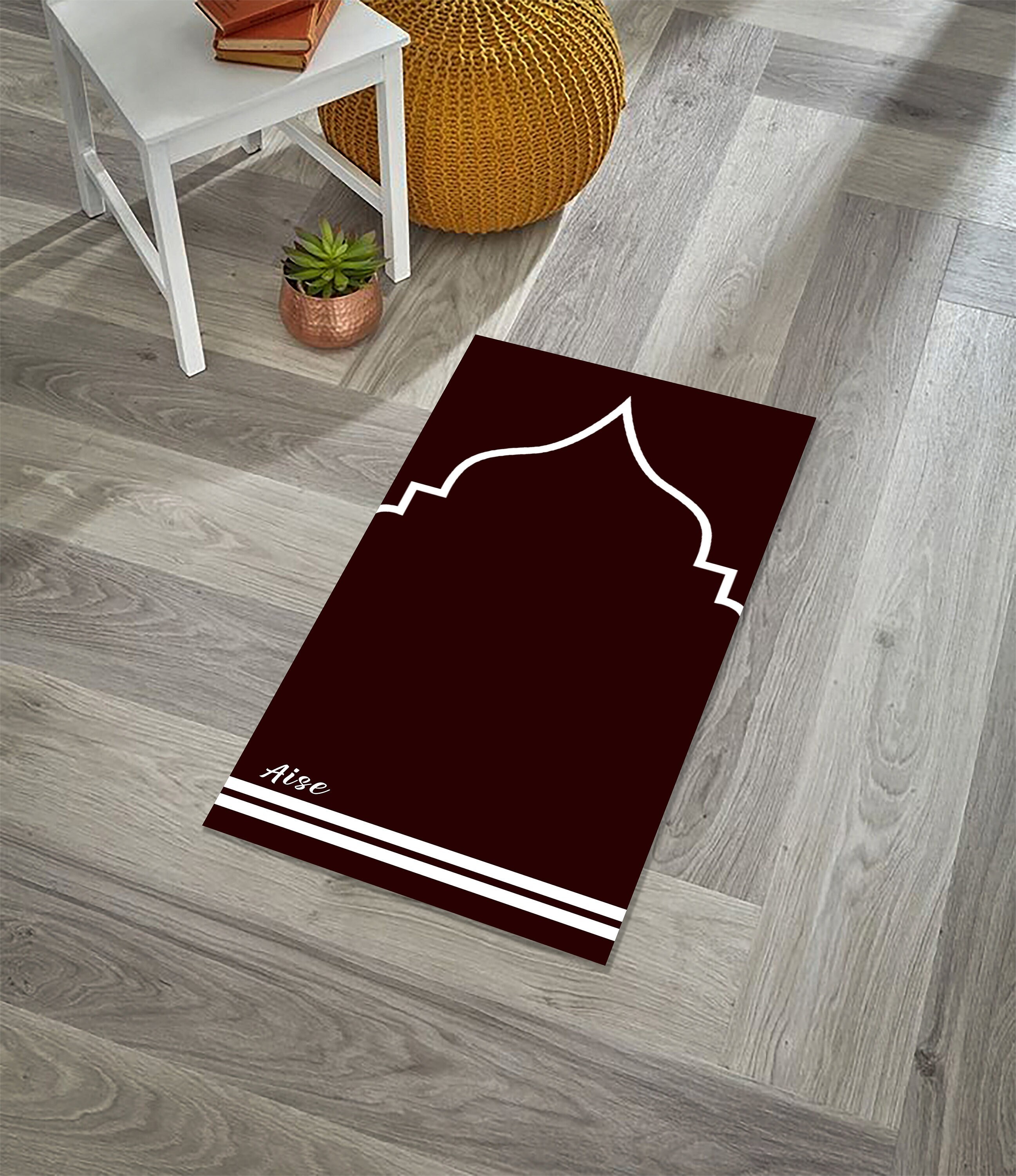 Prayer Rug With Name, Personalized Prayer Rug, Burgundy Prayer Rug ...