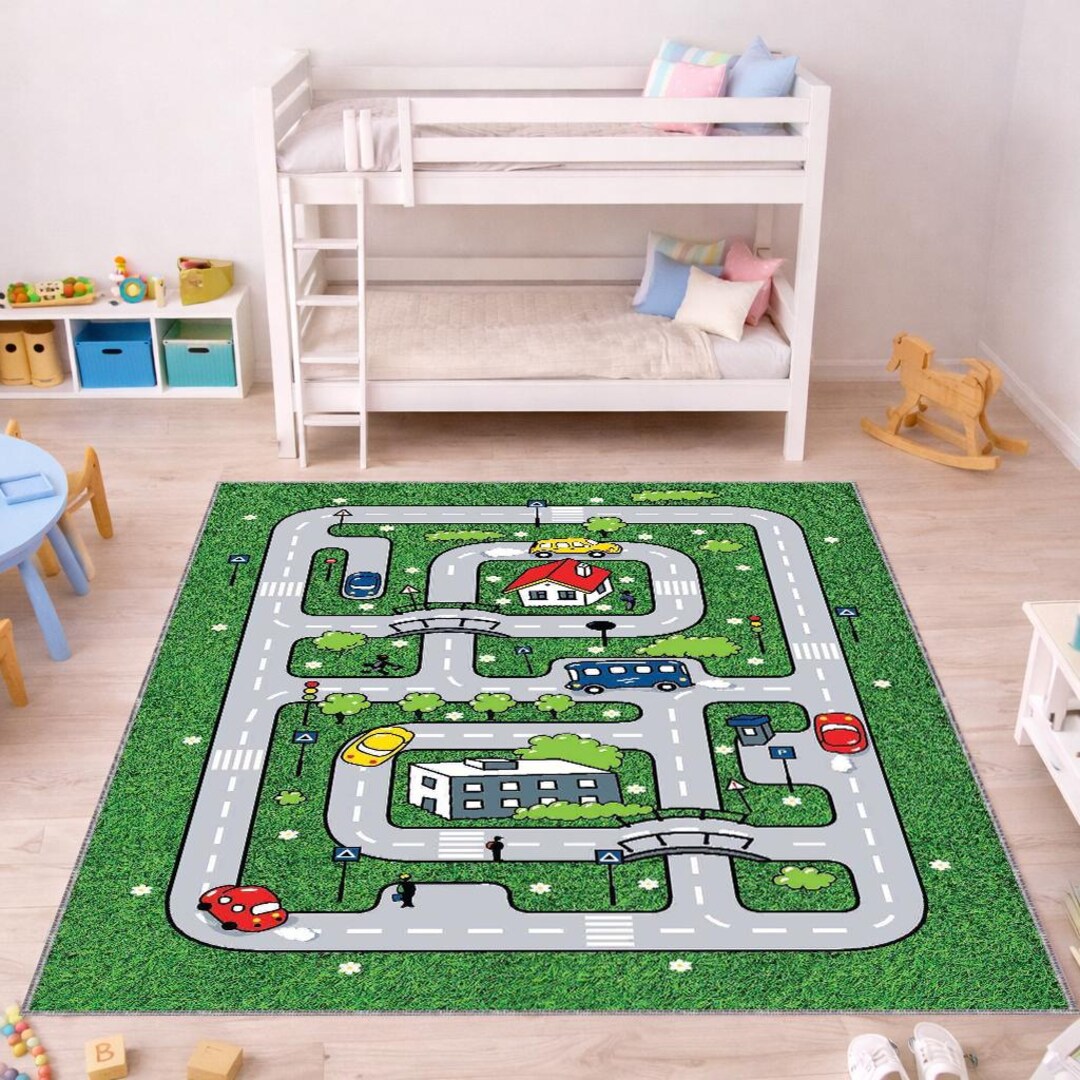 Kids City Road Map Rug Traffic Car Playroom Nursery Carpet - Etsy