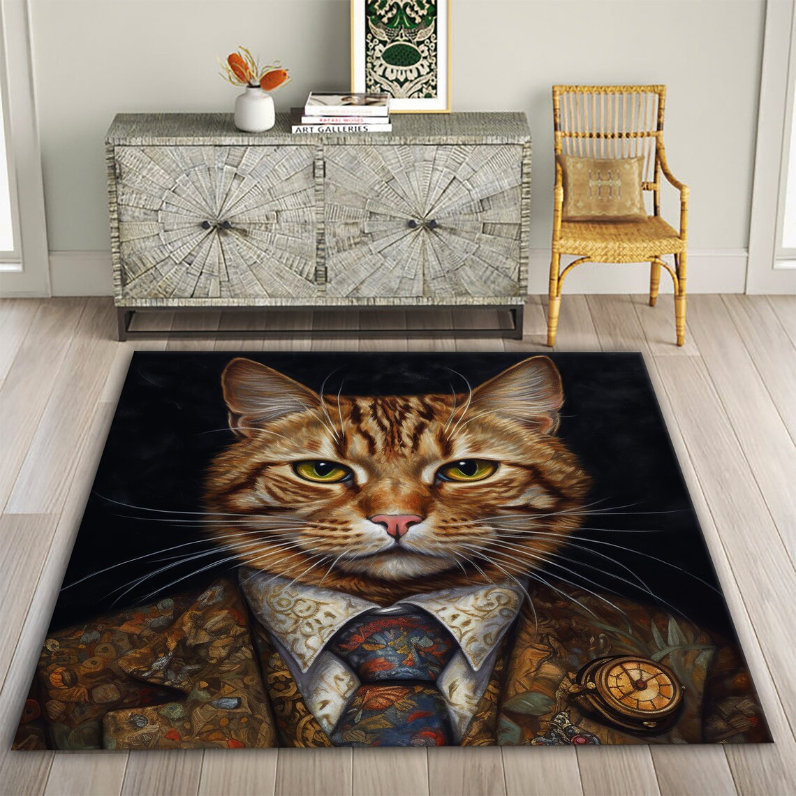 Cat Portrait Rug, Feline Art Rug ,custom Cat Rug ,personalized Pet Rug ...