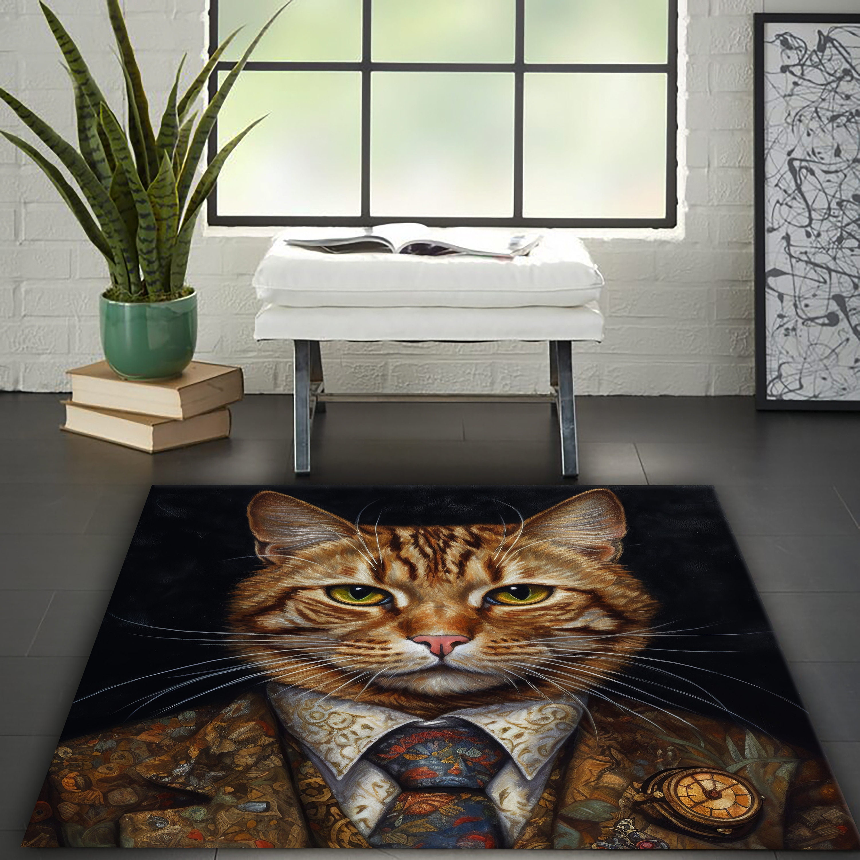 Cat Portrait Rug, Feline Art Rug ,custom Cat Rug ,personalized Pet Rug ...