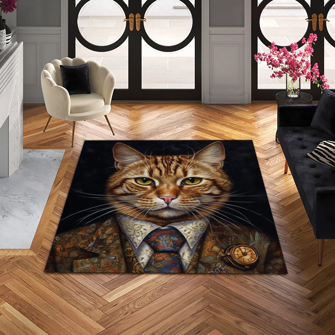Cat Portrait Rug, Feline Art Rug ,custom Cat Rug ,personalized Pet Rug ...