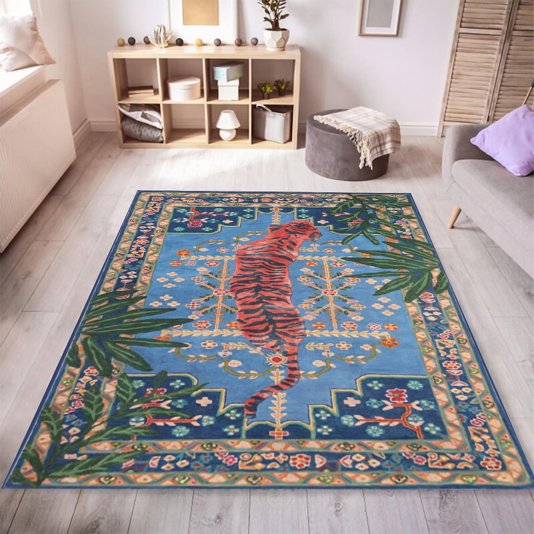 Bengal Tiger Pattern Pop Art Rug, Rugs for Your Living Room, Modern Art ...