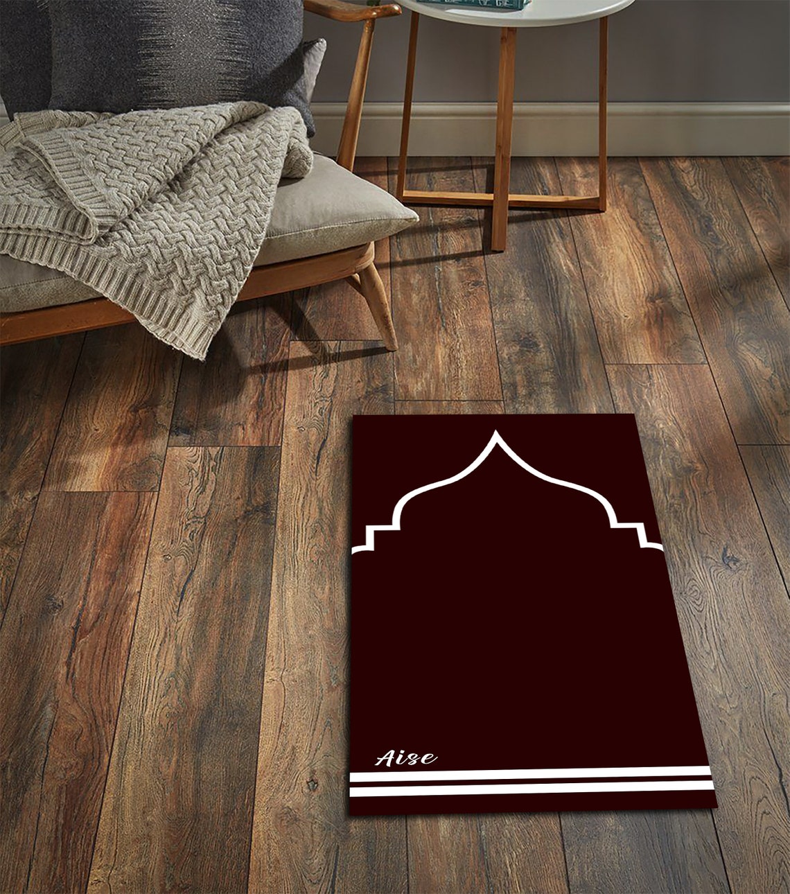 Prayer Rug With Name, Personalized Prayer Rug, Burgundy Prayer Rug ...