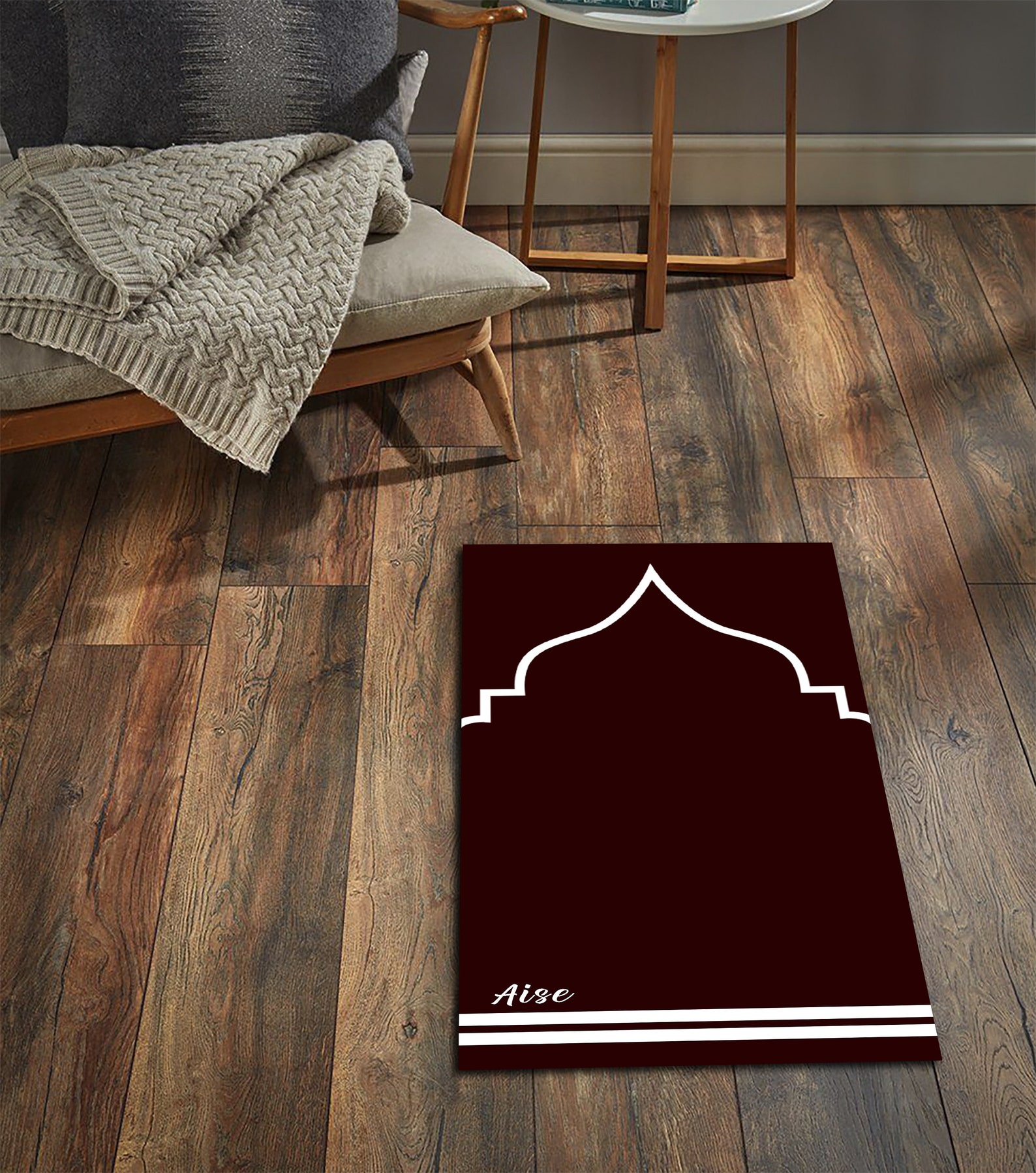 Prayer Rug With Name, Personalized Prayer Rug, Burgundy Prayer Rug ...