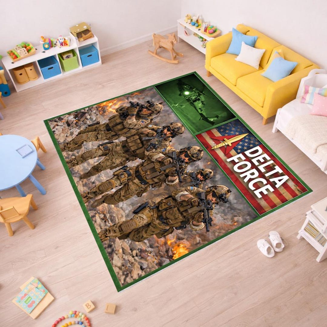 Delta Force Military Action Rug Tactical Soldier Design Kids Room ...