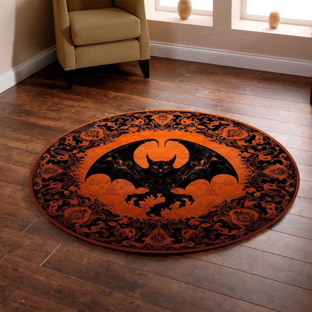 Horror Hallooween Rug, Gothic Bats Rug, Bat Decor, Gothic Rug ...