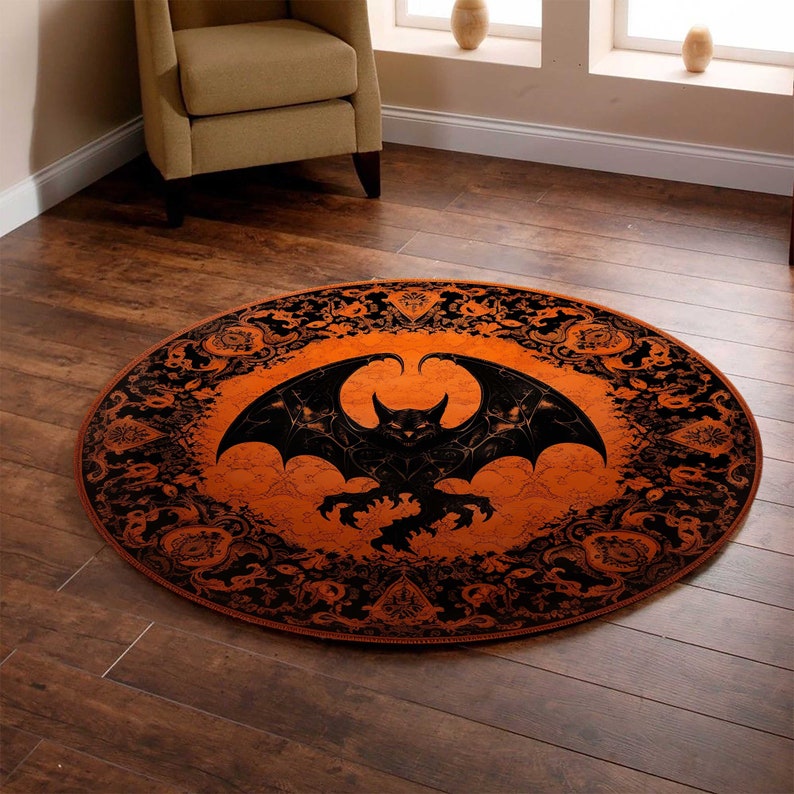 Horror Hallooween Rug, Gothic Bats Rug, Bat Decor, Gothic Rug ...