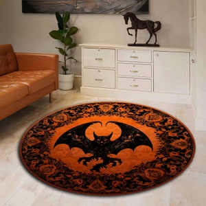 Horror Hallooween Rug, Gothic Bats Rug, Bat Decor, Gothic Rug ...