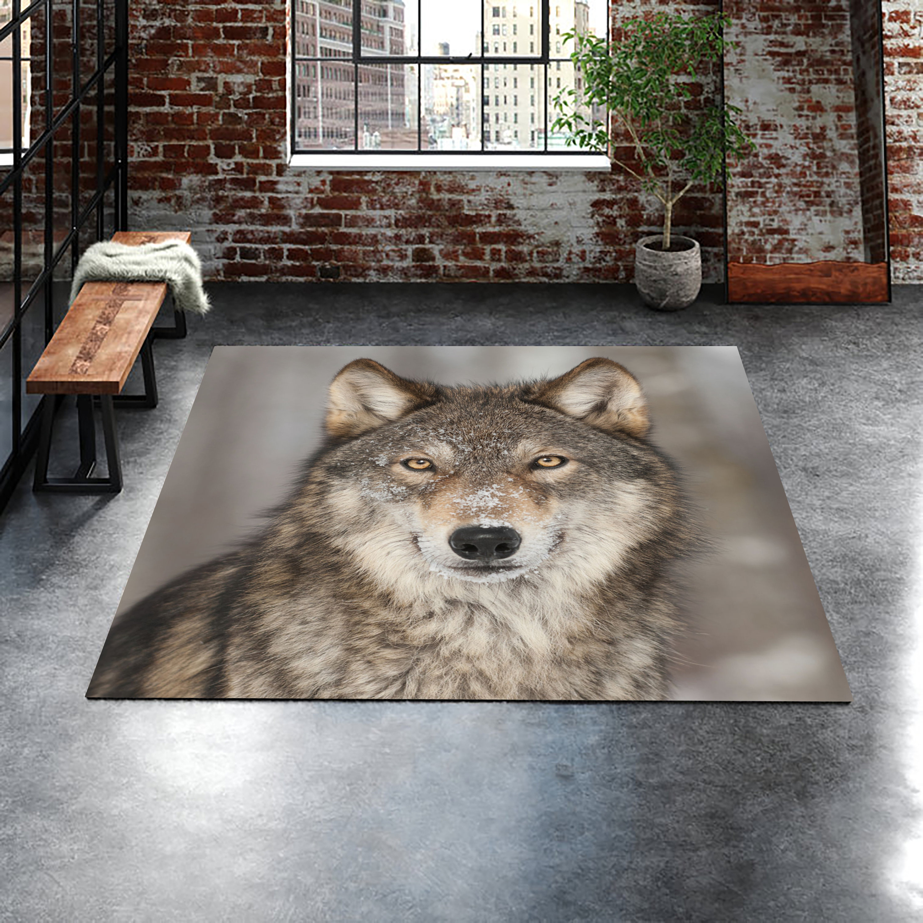 Wolf Rug, Animal Rug, Mytt Wolf Rug, Square Rug, Wolf Themed Rug ...