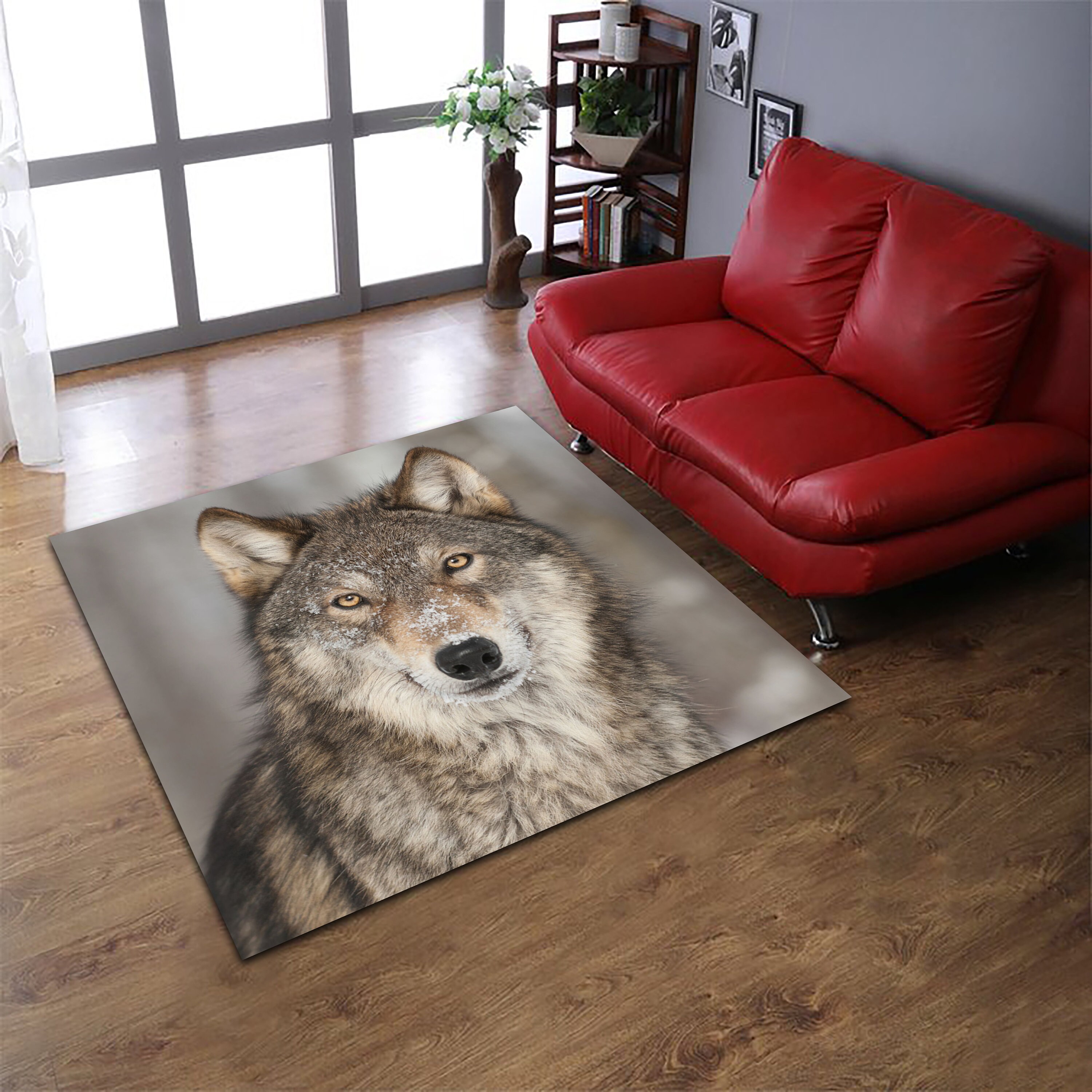 Wolf Rug, Animal Rug, Mytt Wolf Rug, Square Rug, Wolf Themed Rug ...