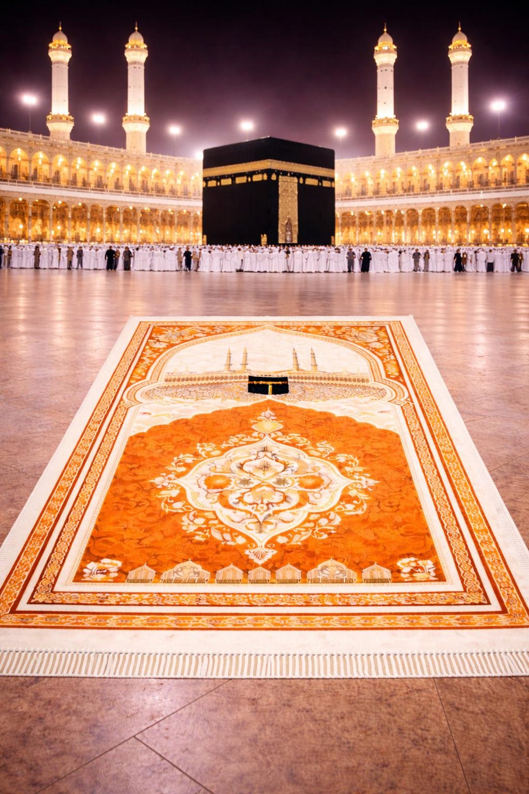 Orange Kaaba Pattern Islamic Prayer Rug - Etsy